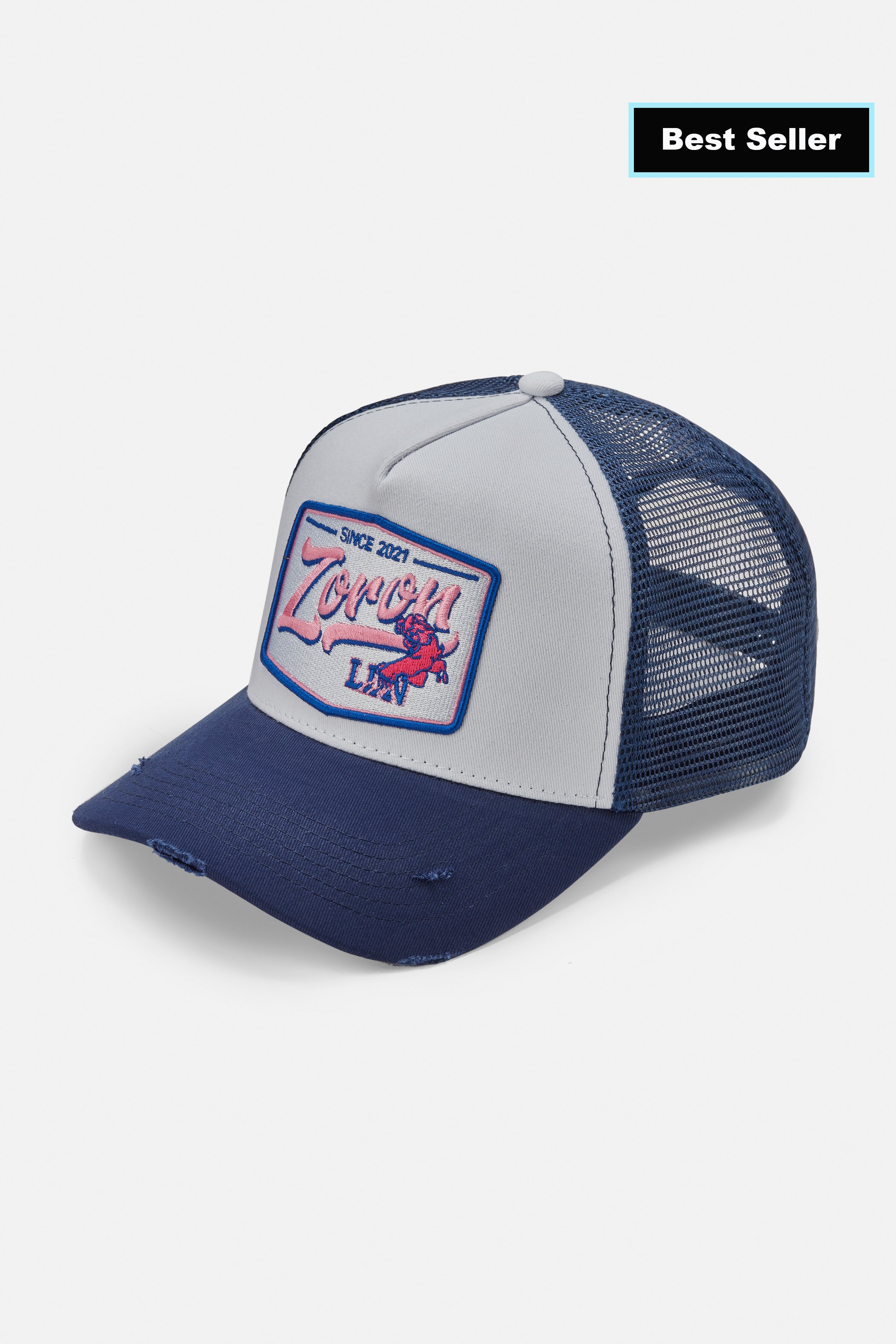TIGER SCRATCH PATCH CAP *NAVY/WHITE/PINK* - Zoron